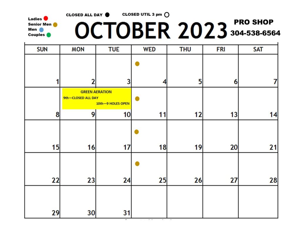 Calendar - Valley View Golf Club